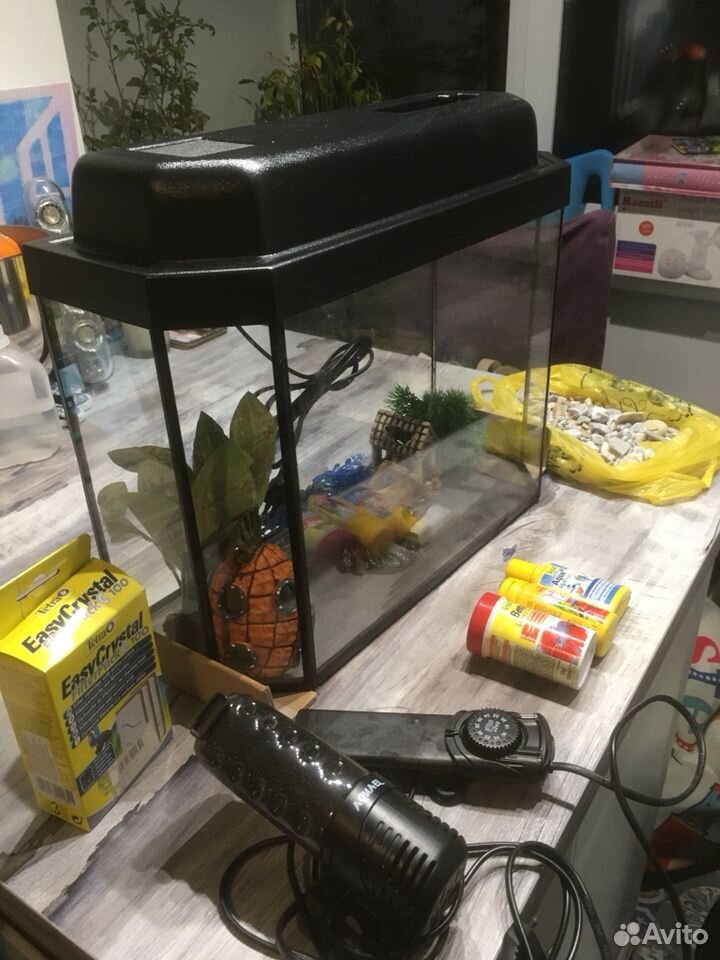 Аквариум панорама 20 л + подогрев и фильтр воды +