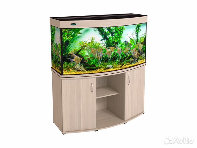 Аквариум панорамный 300л с LED-освещением дуб