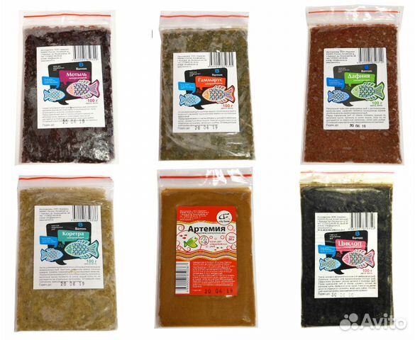 Корма замороженные для рыб и рептилий