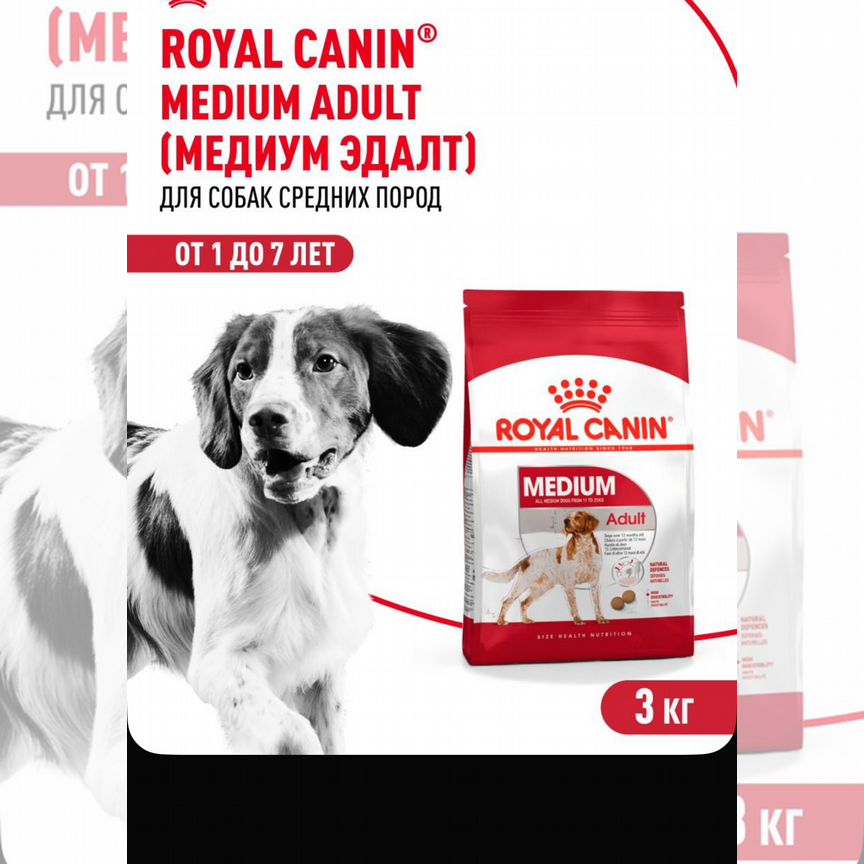 Корм для собак royal canin medium adult 3 кг