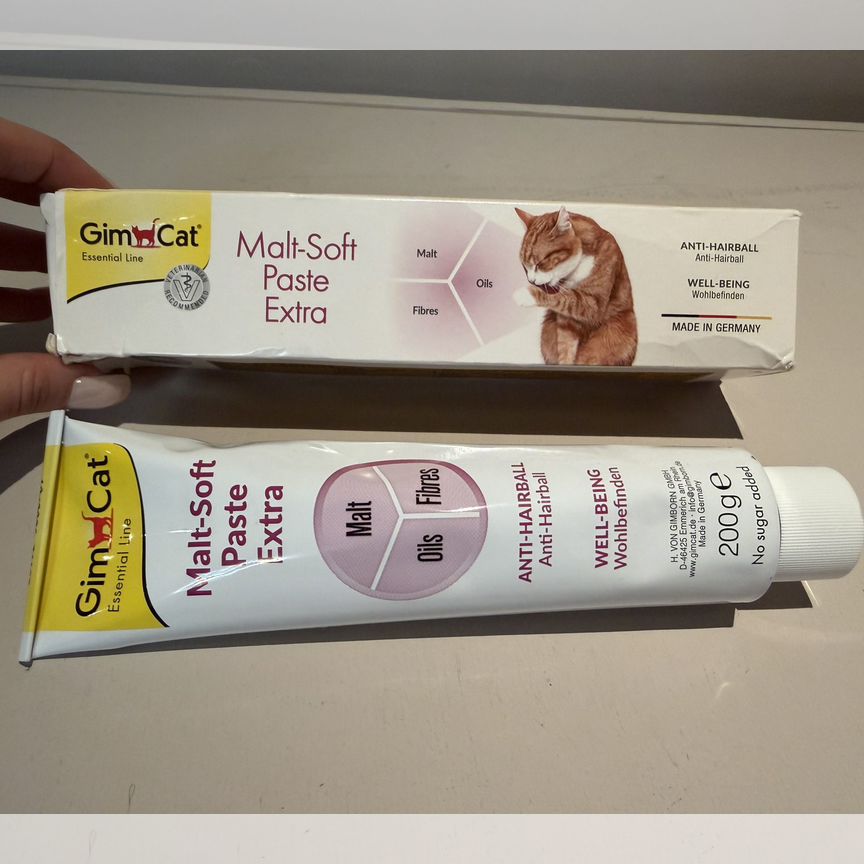Мальт паста для вывода шерсти,Gim cat, новая