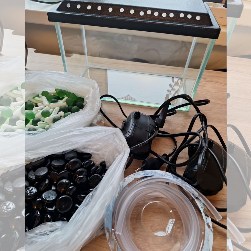 Аквариум 5л два фильтра трубка камешки 