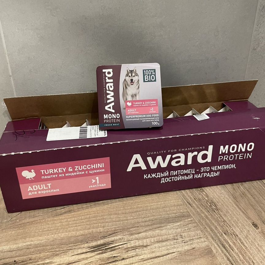 Влажный корм award Monoprotein для собак 13 шт