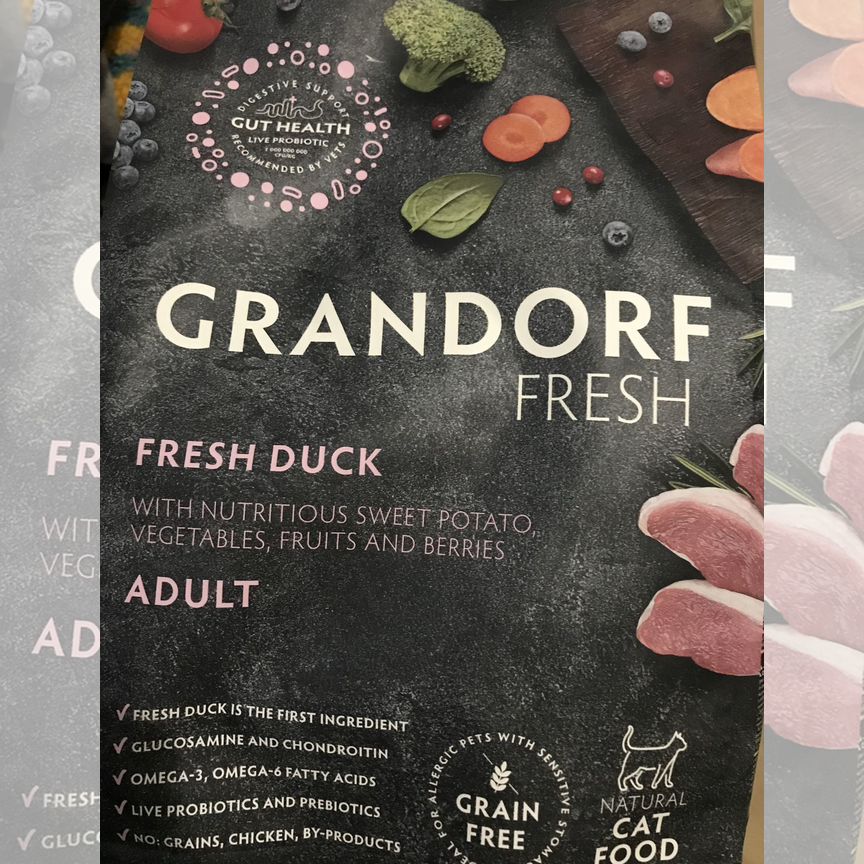 Корм Grandorf для кошек утка с бататом 2кг