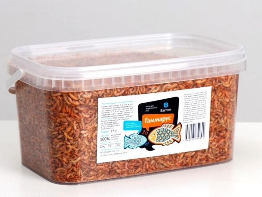 Barrom Гаммарус сушеный для рыб, черепах и улиток
