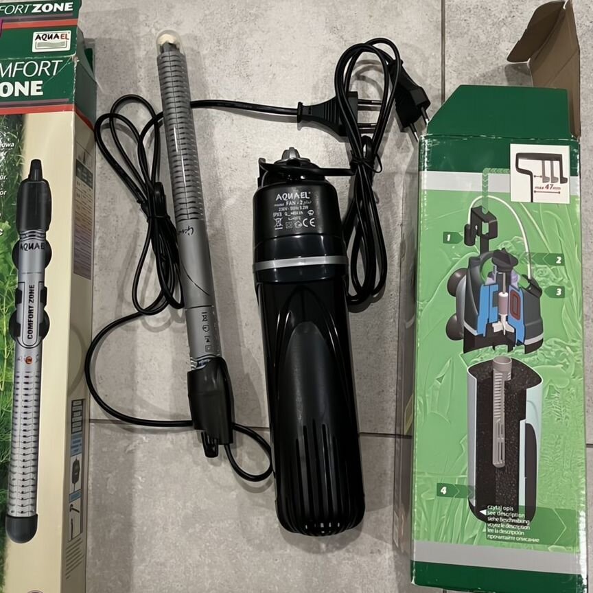 Фильтр и термометр для аквариума