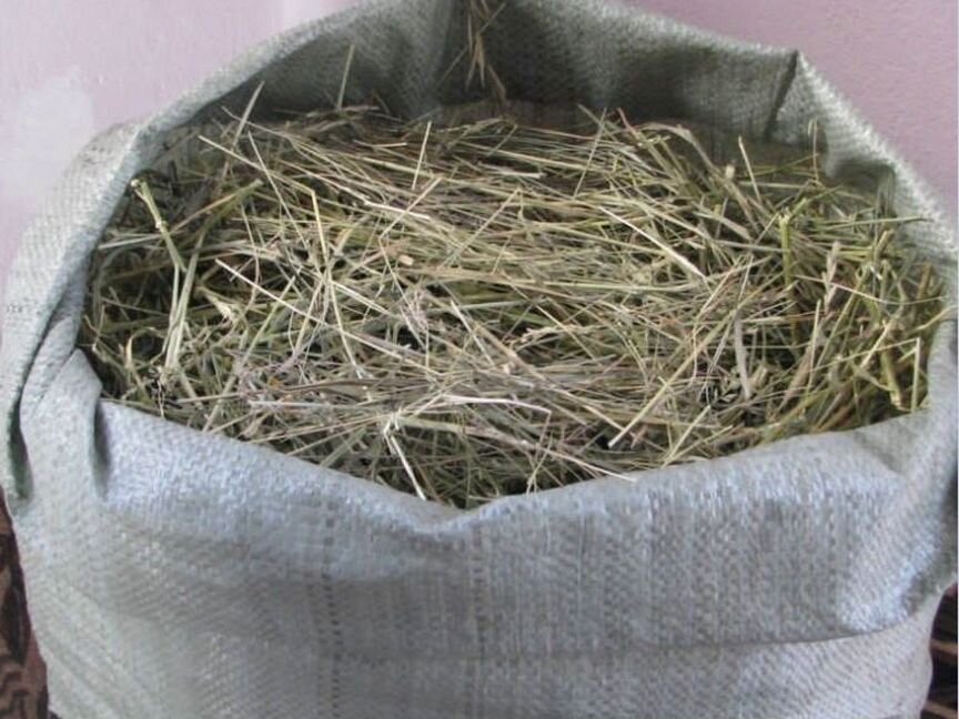 Сено для животных, в мешках