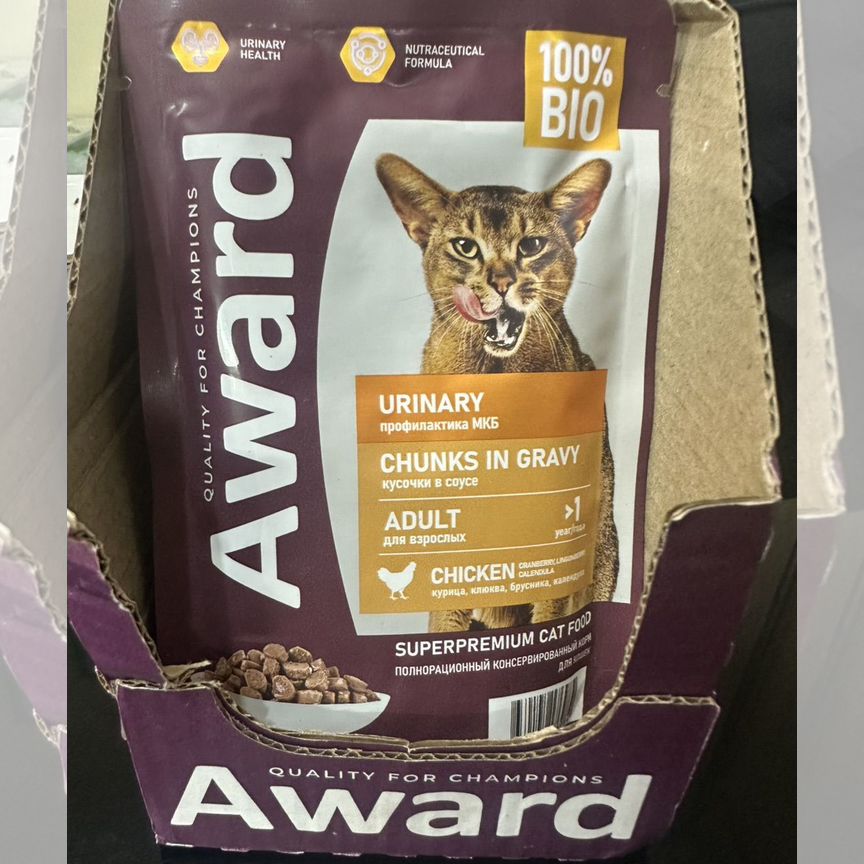 Влажный корм Award кусочки в соусе с курицей