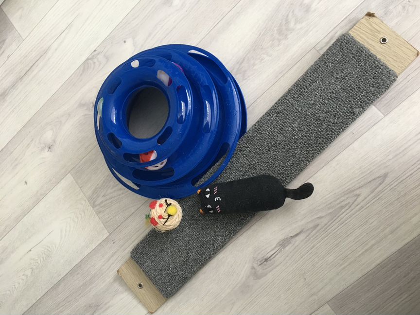 Когтеточка и игрушки для кота