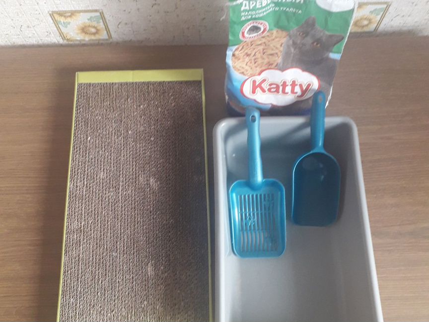 Когтеточка лежанка, туалет лоток для кошек, совки
