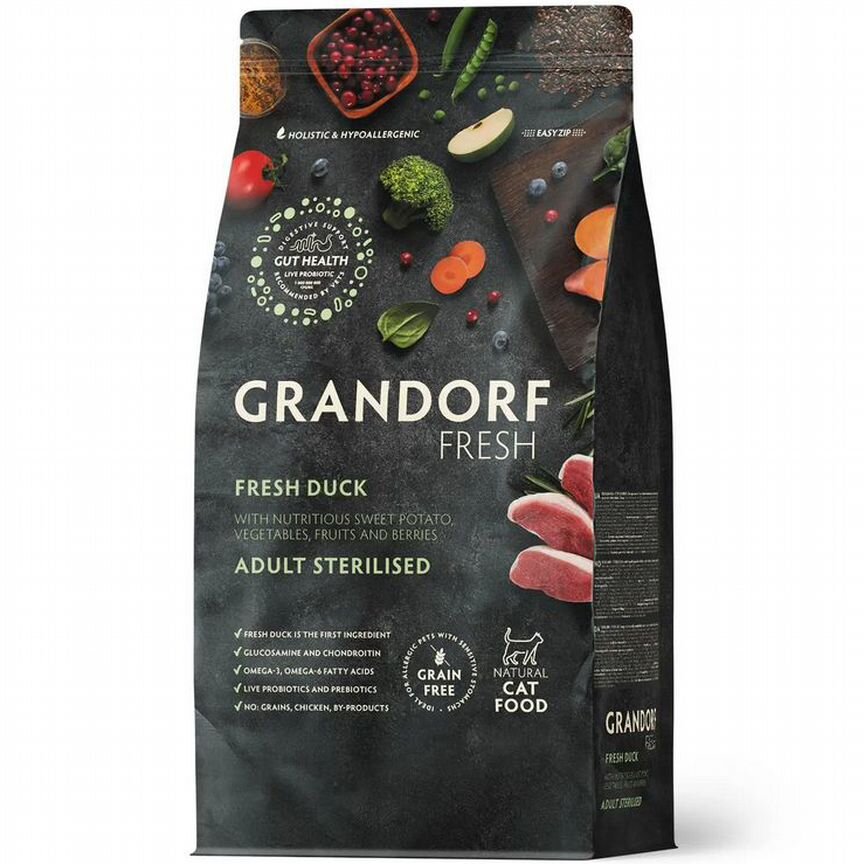 Корм Grandorf Fresh для кошек утка с бататом 2 кг