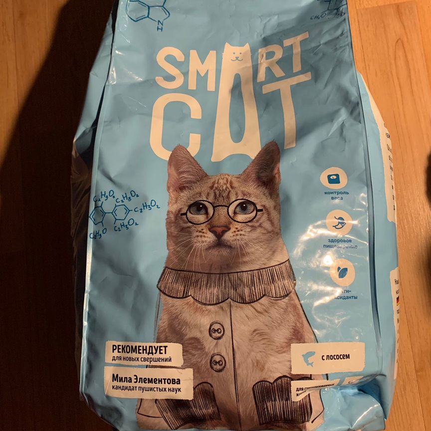 Сухой корм для кошек SMART cat с лососем 5 кг