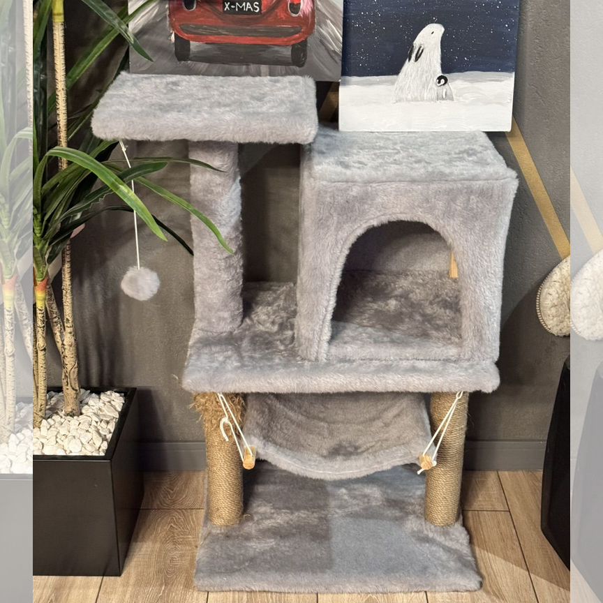 Когтеточка с домиком и лежанкой