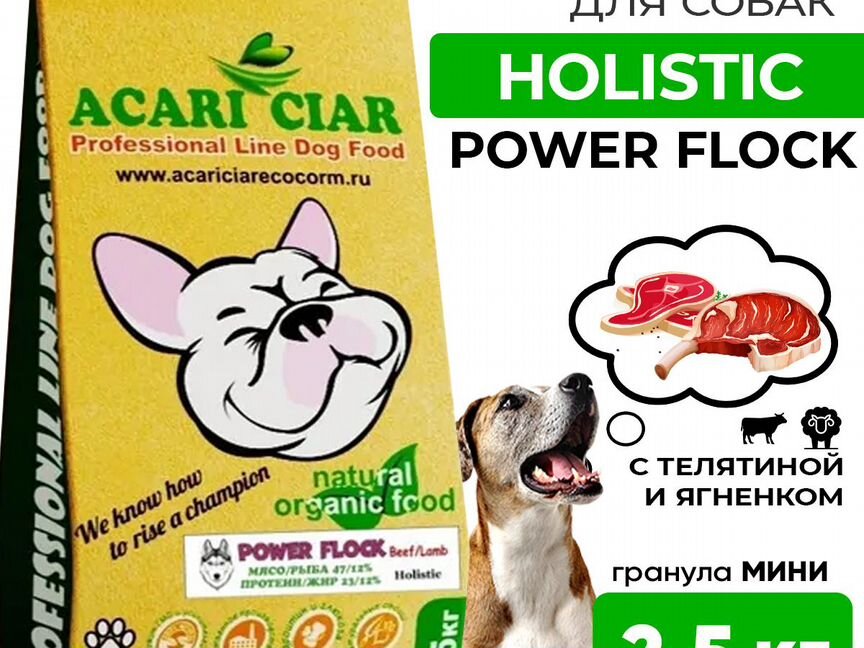 Сухой корм для собак acari ciar power flock Beef/L