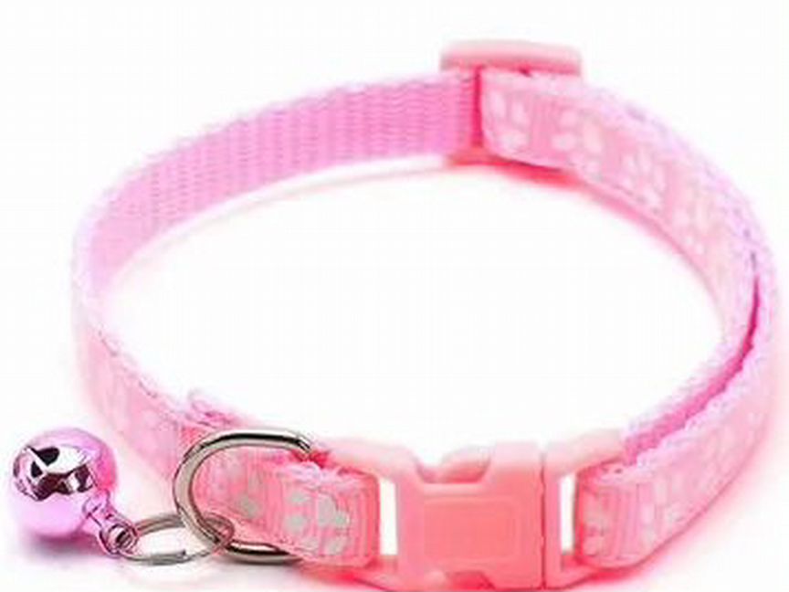 Ошейник для кошек и собак с колокольчиком розовый
