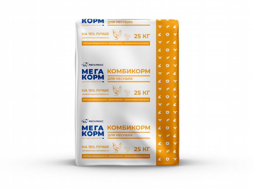 Комбикорм Мега Корм для кур несушек фаза 2 25кг