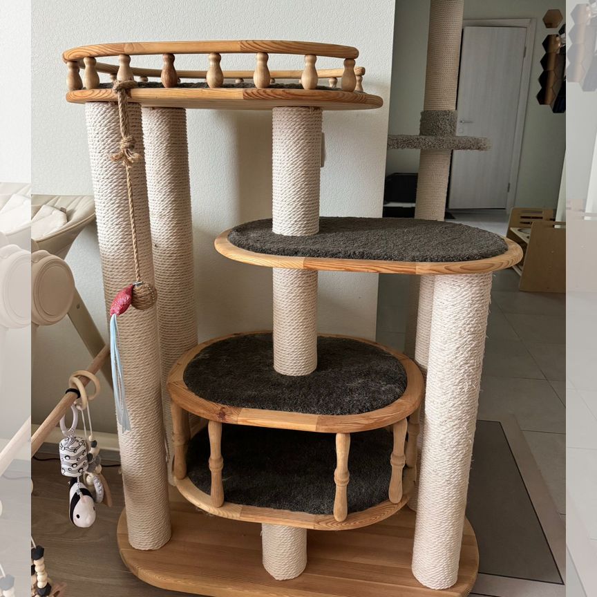 Деревянный комплекс когтеточка для кота