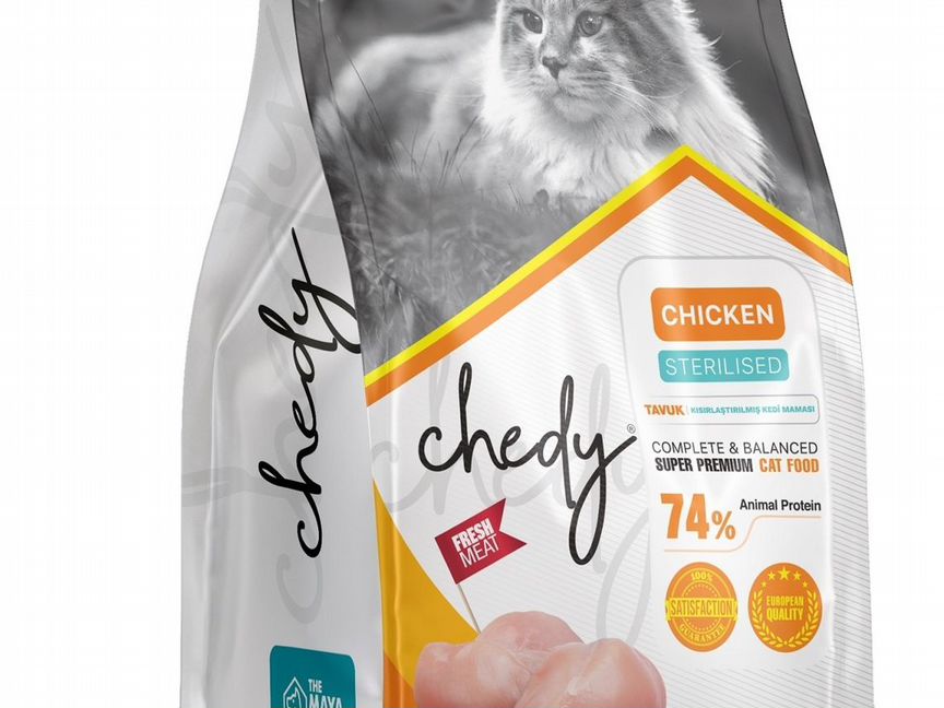 Chedy сухой корм для стерилизованных кошек, курица