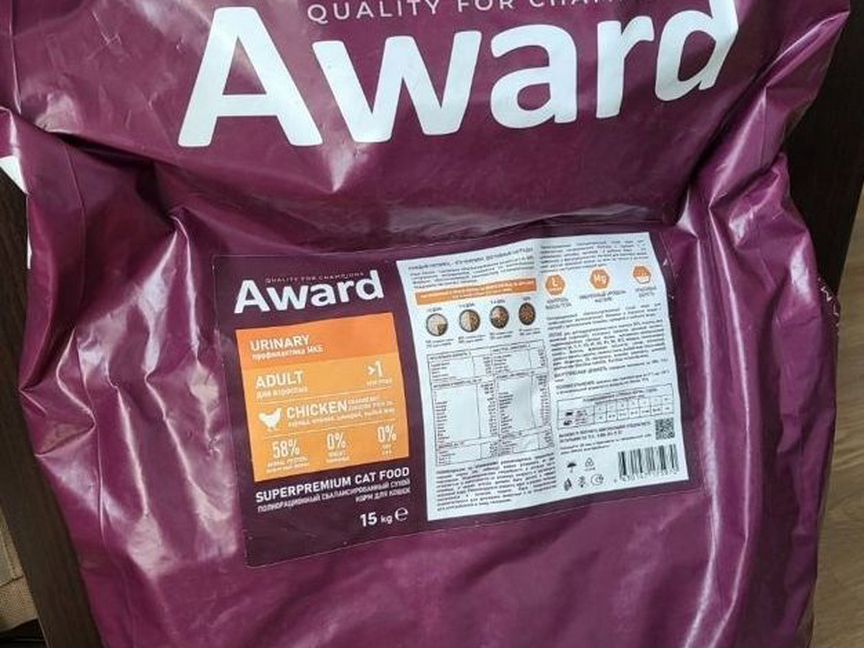 Сухой корм для кошек Award Urinary 15кг