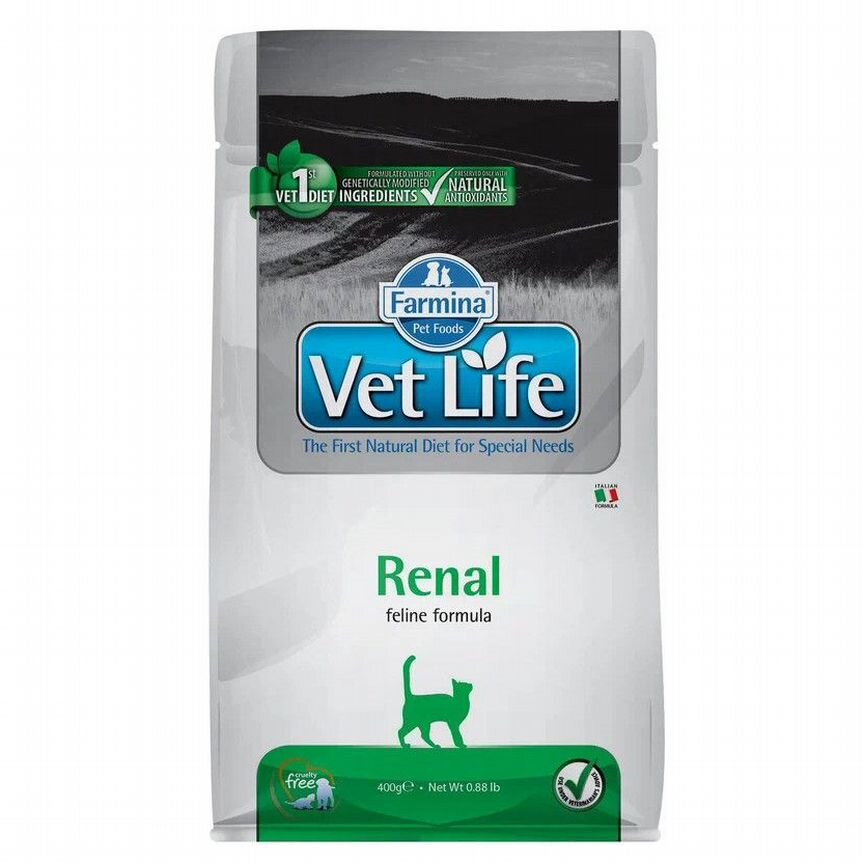 Сухой корм farmina Vet Life Renal Feline для взрослых кошек при почечной недостаточности - 2 кг