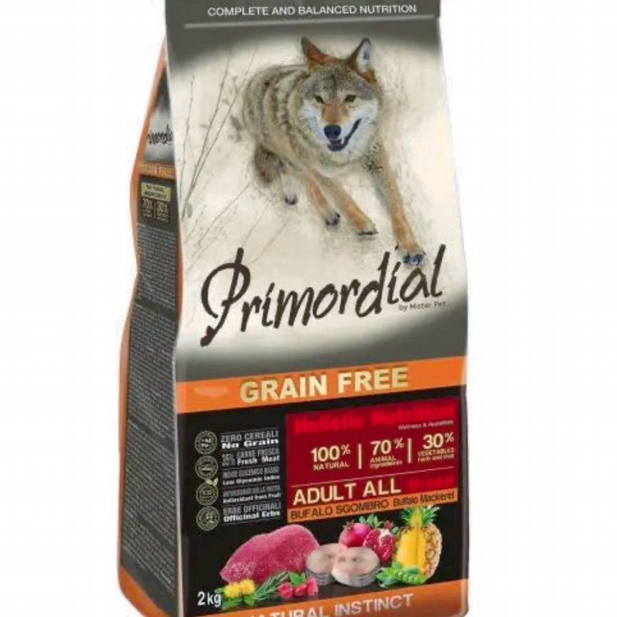 Корм Primordial для собак, буйвол, 2кг