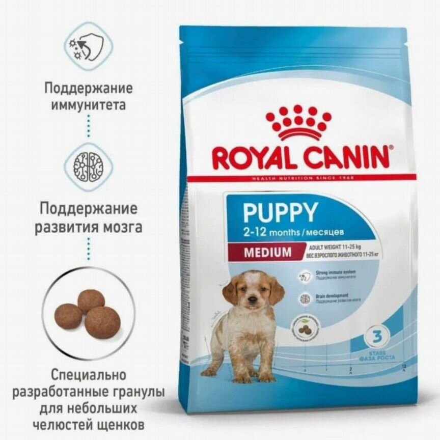 Корм для собак royal canin puppy medium