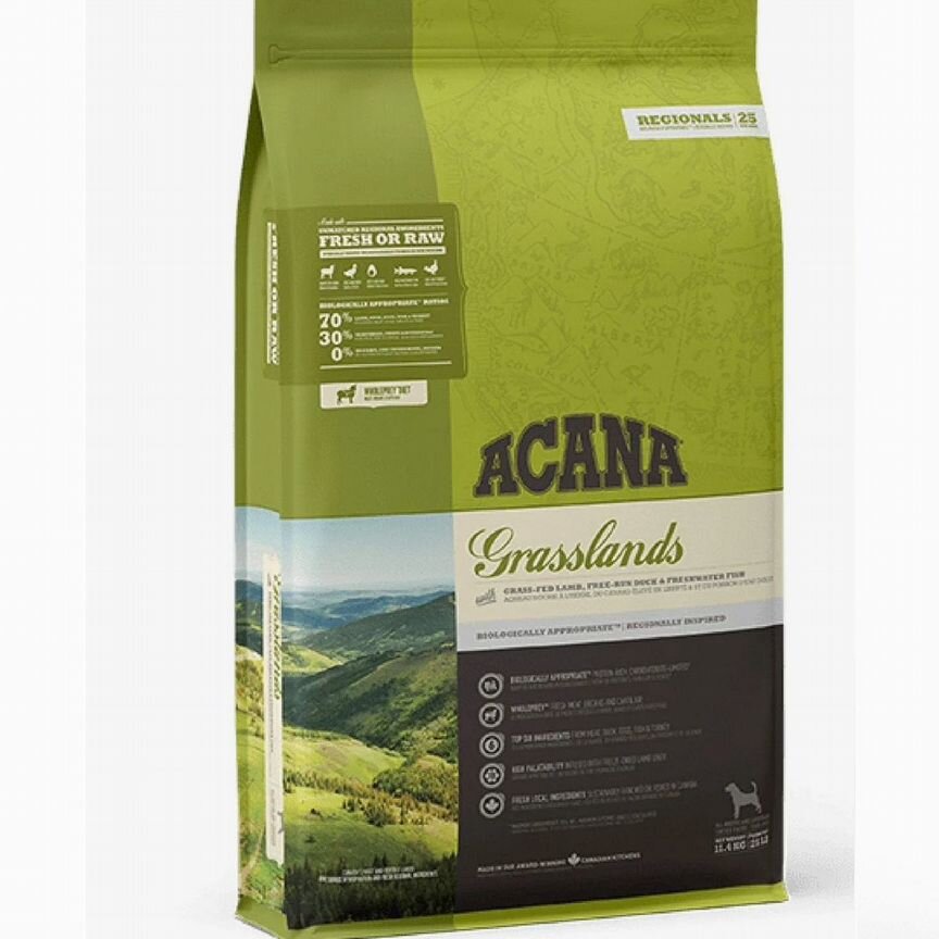 Корм д/собак Acana grasslands Dog (Ягненок) 11,4кг