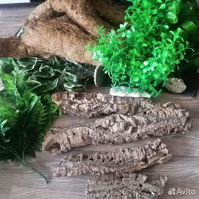 Кора пробкового дуба, искусственные растения