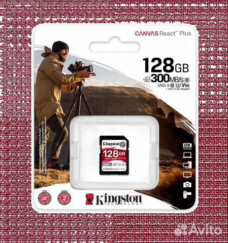 Kingston Canvas React Plus 128GB sdxc UHS II V90 купить в Санкт-Петербурге | Электроника | Авито