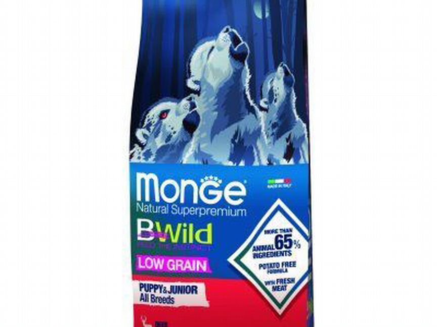 Корм для щенков Monge с олениной низкозерновой