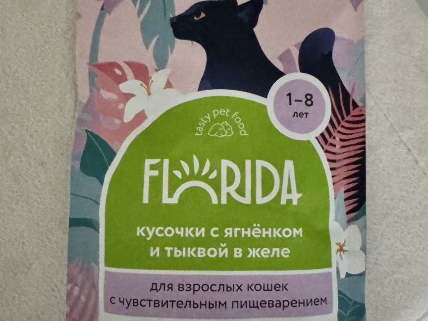 Florida паучи с ягненком и Тыквой в желе для кошек
