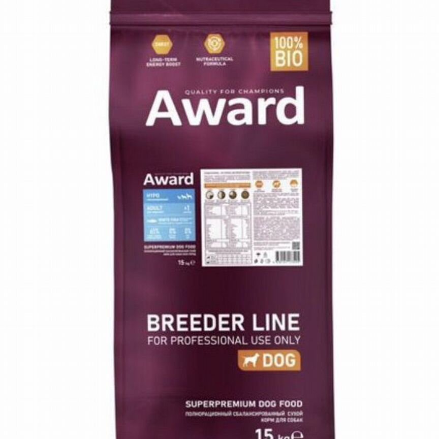 Корм award 15 кг гипоаллергенный для собак