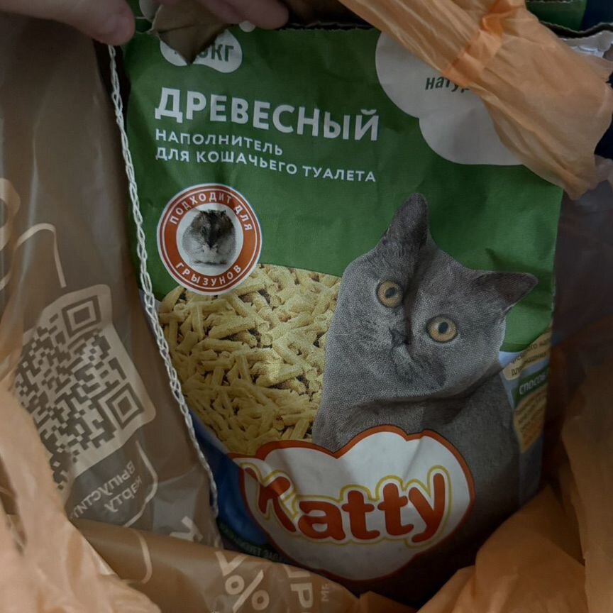 Наполнитель древесный katty для кошек