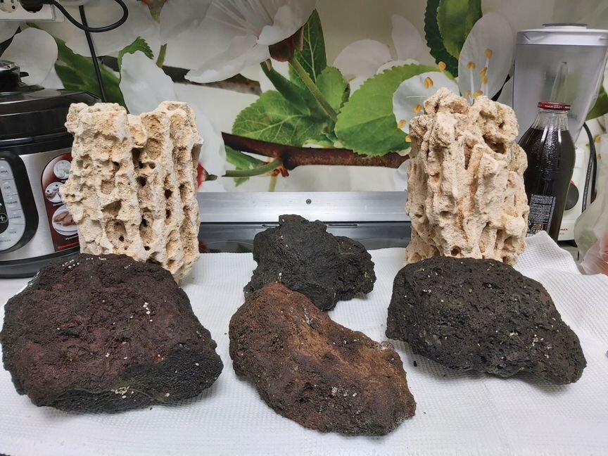 Лава вулканическая и песчаник для аквариума