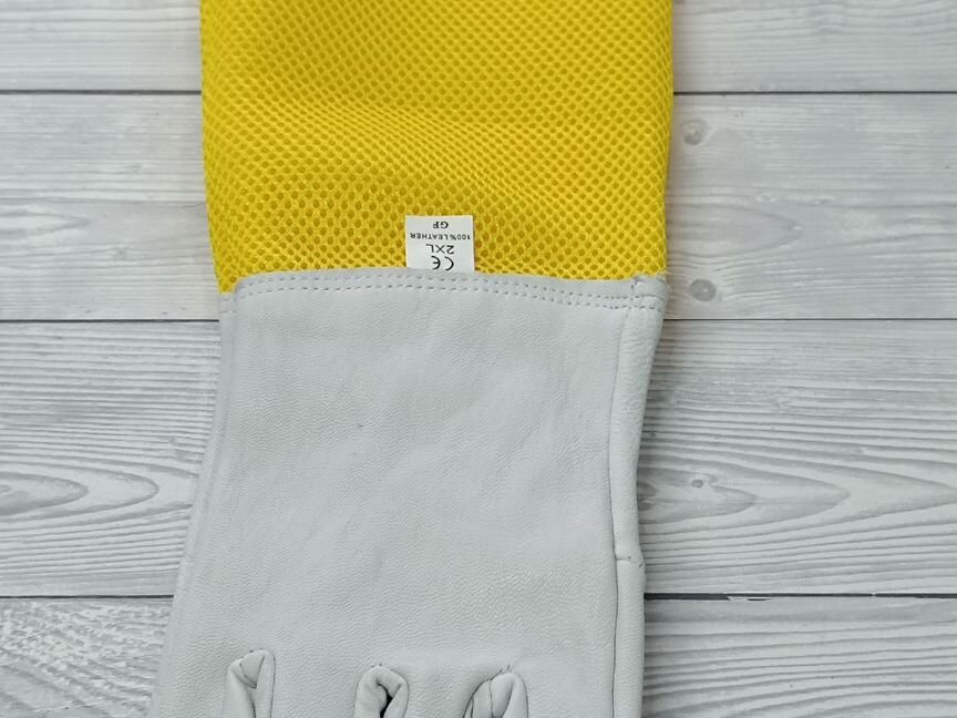 Перчатки пчеловода Air-Max White(кожа, сетка) Пчел