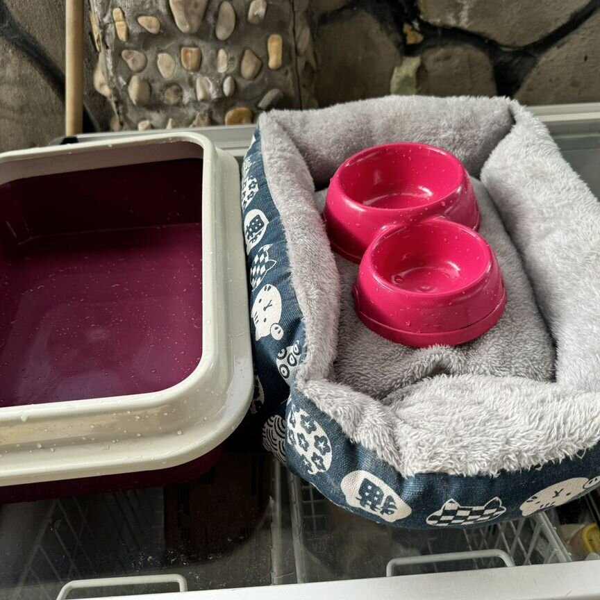 Лежак таз и миска для кота