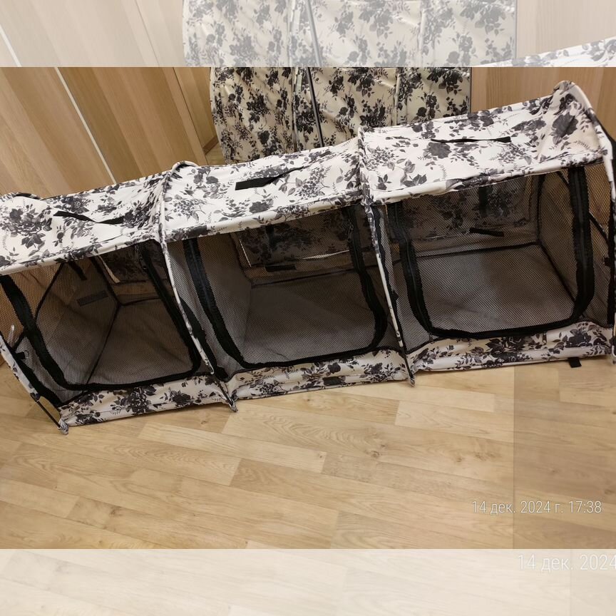 Клетка со шторками полукруглая средняя тройная