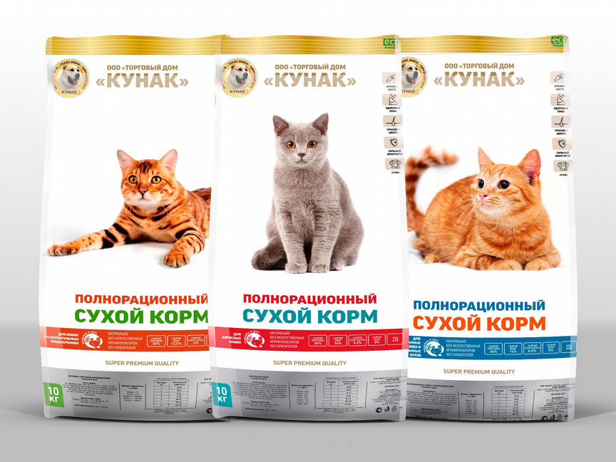 Сухой корм Кунак Super Premium для взрослых кошек