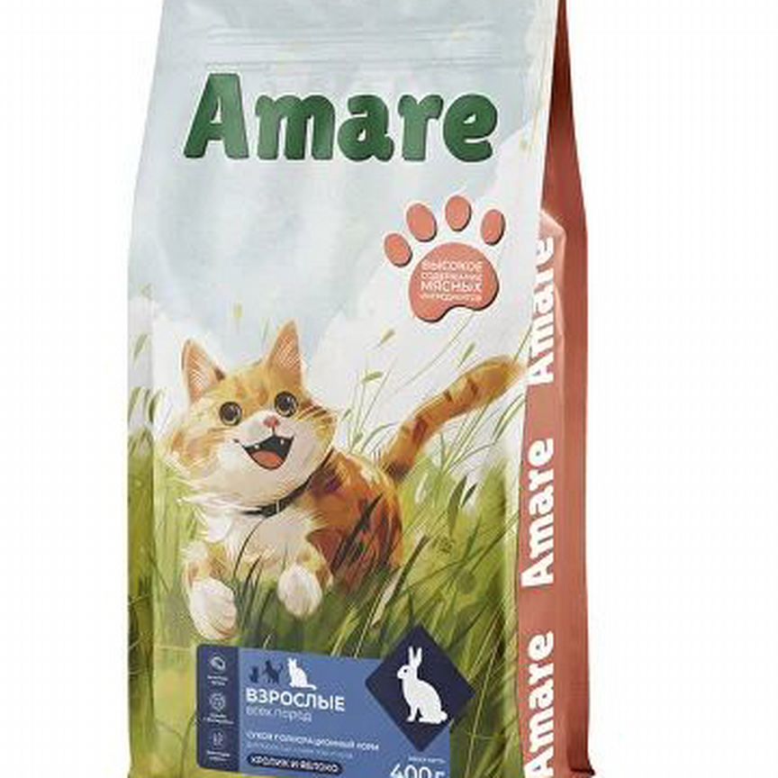 Amare для взрослых кошек, кролик и яблоко 10 кг