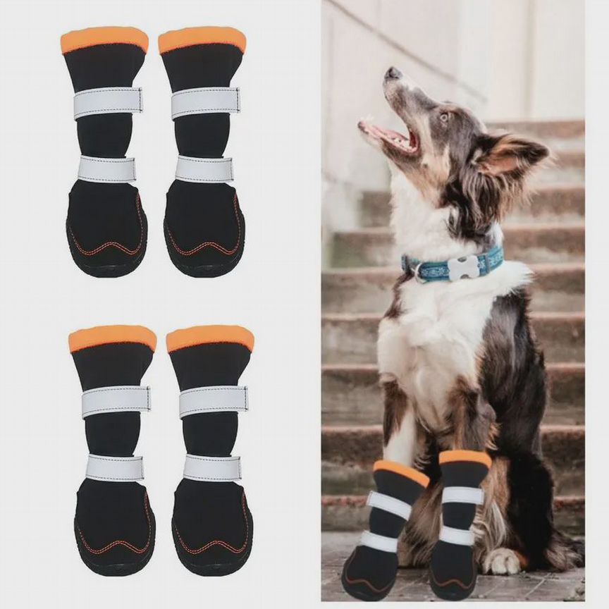 Высокие сапоги для собак: Размер 1, Orange, Black
