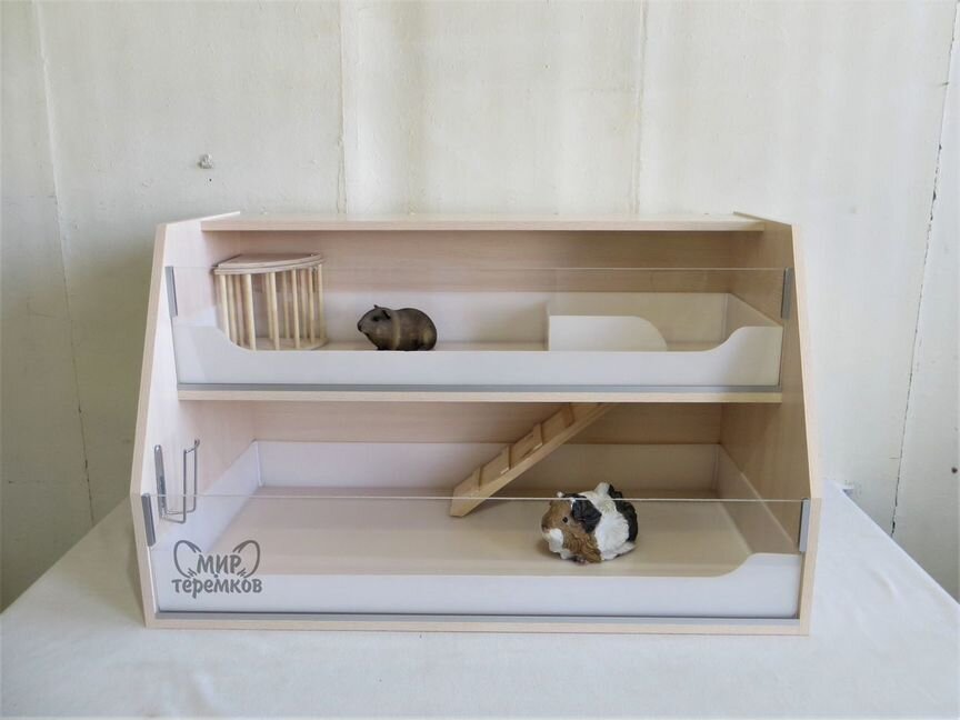 Клетка для морских свинок 100х50х60, белдуб, скос1