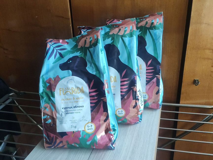 Сухой корм для крупных собак, курица с яблоком