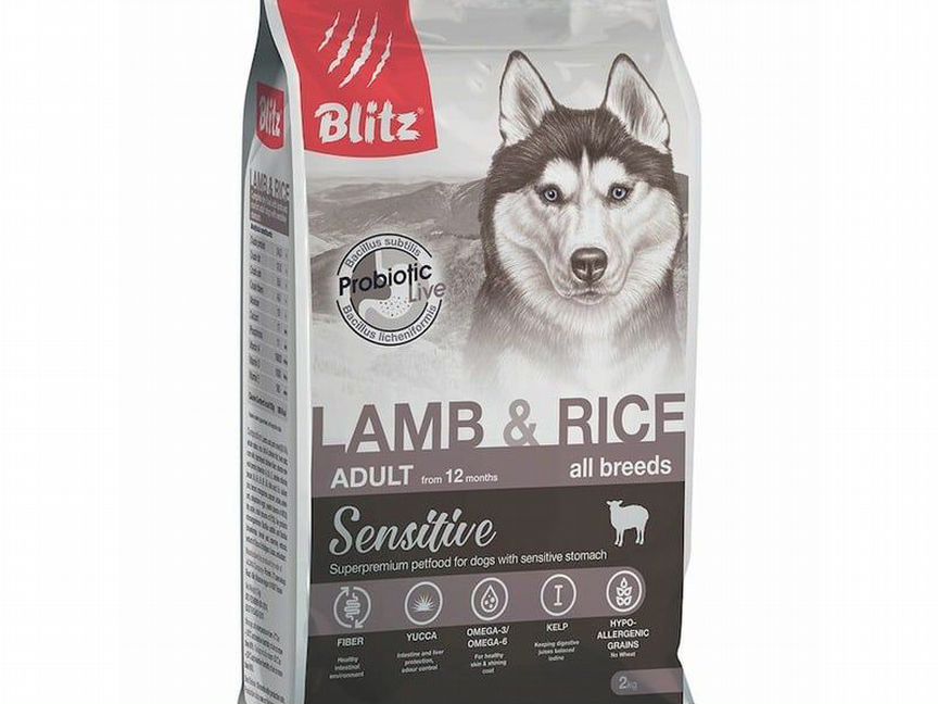 Blitz сухой корм для собак, с ягненком 2кг