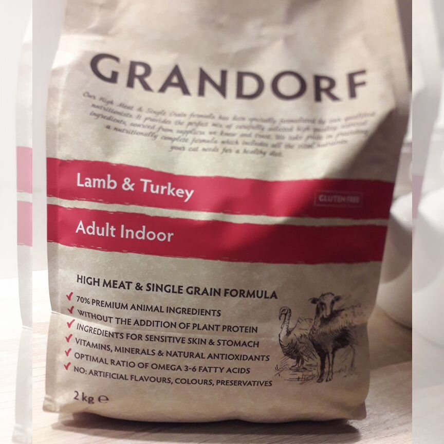 Корм для кошек grandorf 2 кг индейка и ягнёнок