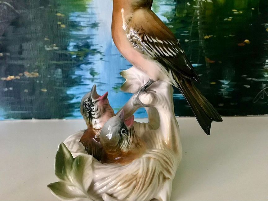 Зяблик над гнездом с птенцами Карл Энс