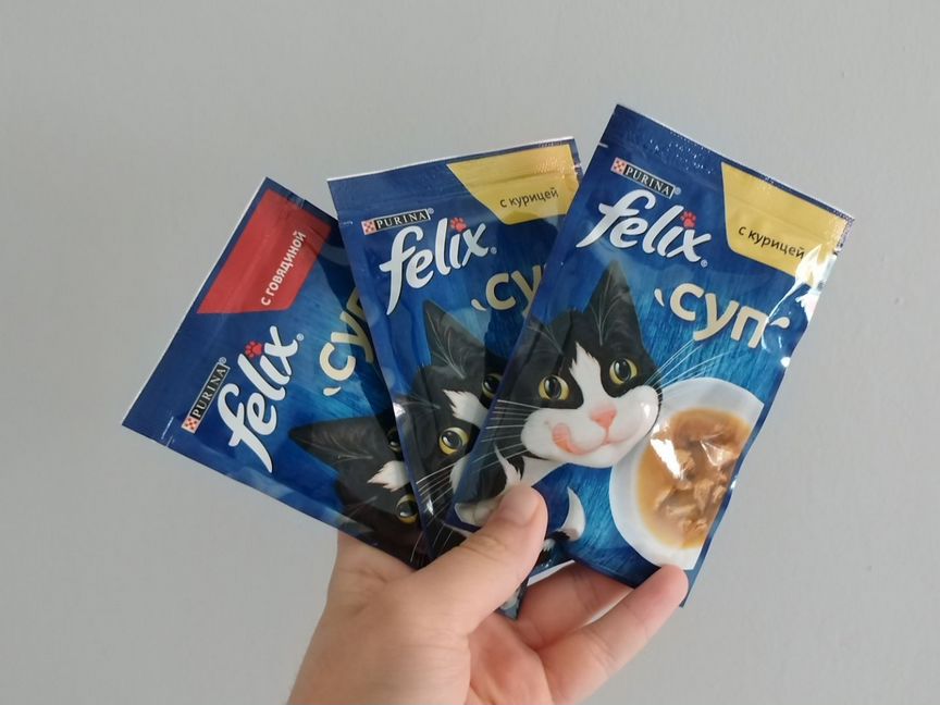 Корм для кошек Felix суп и сухой корм