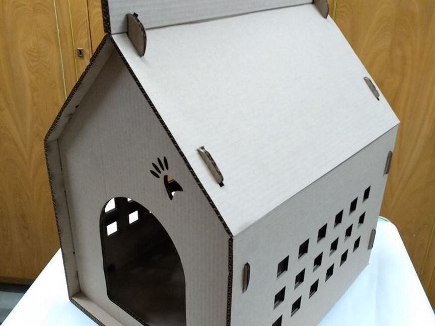 Кошкин дом складной из картона
