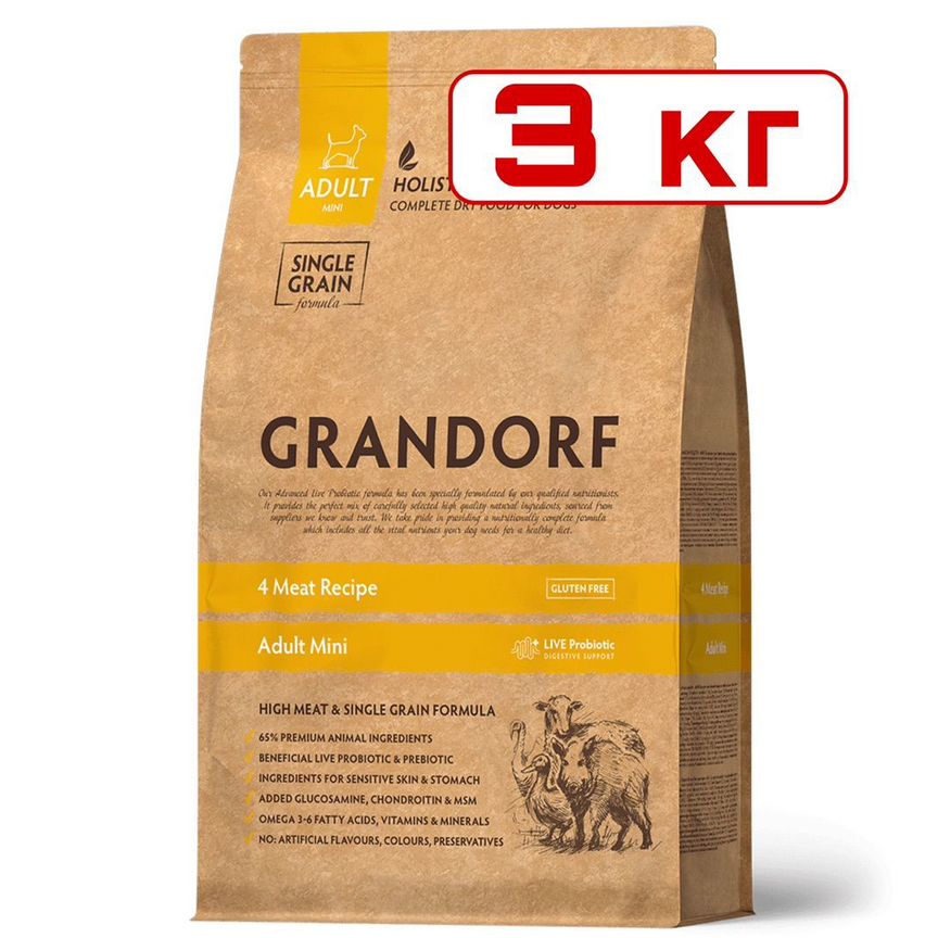 Корм для собак Grandorf 4 мяса, 3 кг