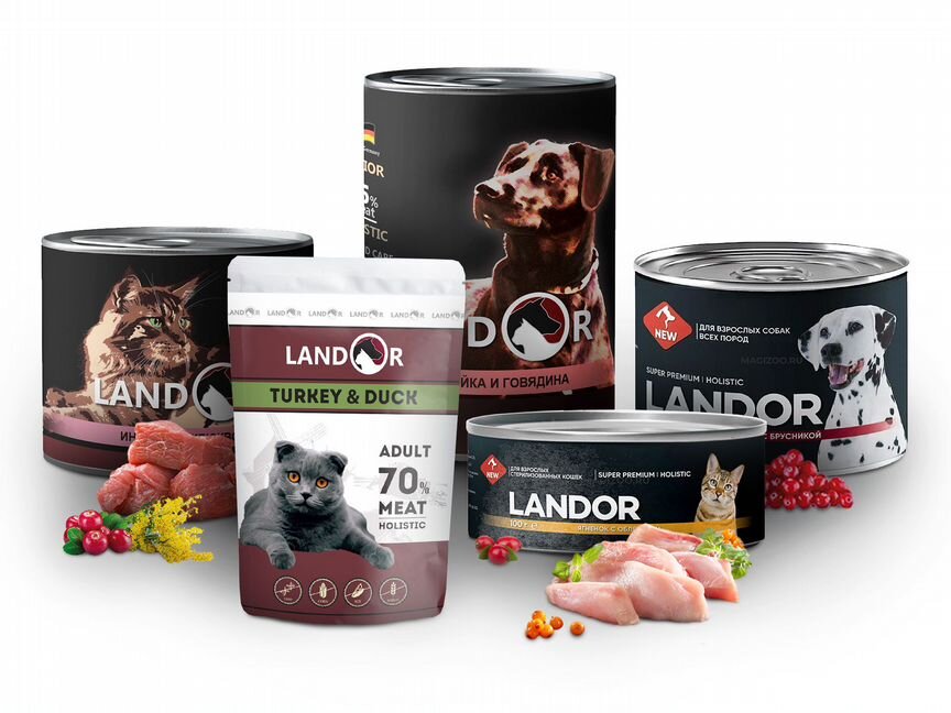 Консервы для собак и кошек Ландор Landor до 400гр