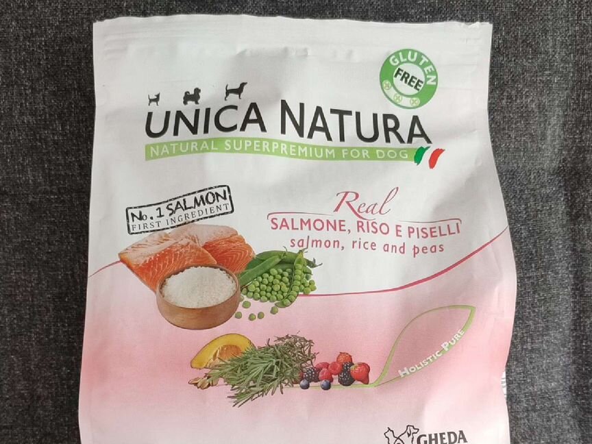 Корм для собак unica natura лосось